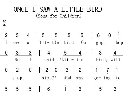 ONCE I SAW A LITTLE BIRD 歌谱 简谱