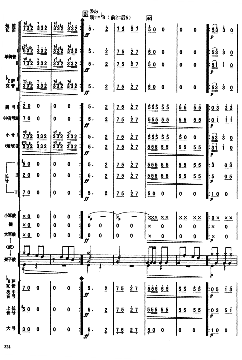 拉德斯基进行曲 管乐合奏 简6 高炳点编配 总谱 五线谱