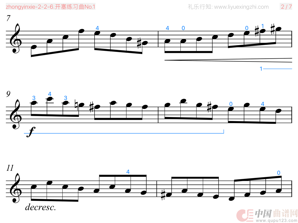 开塞练习曲no 1 小提琴 小提琴谱 简谱