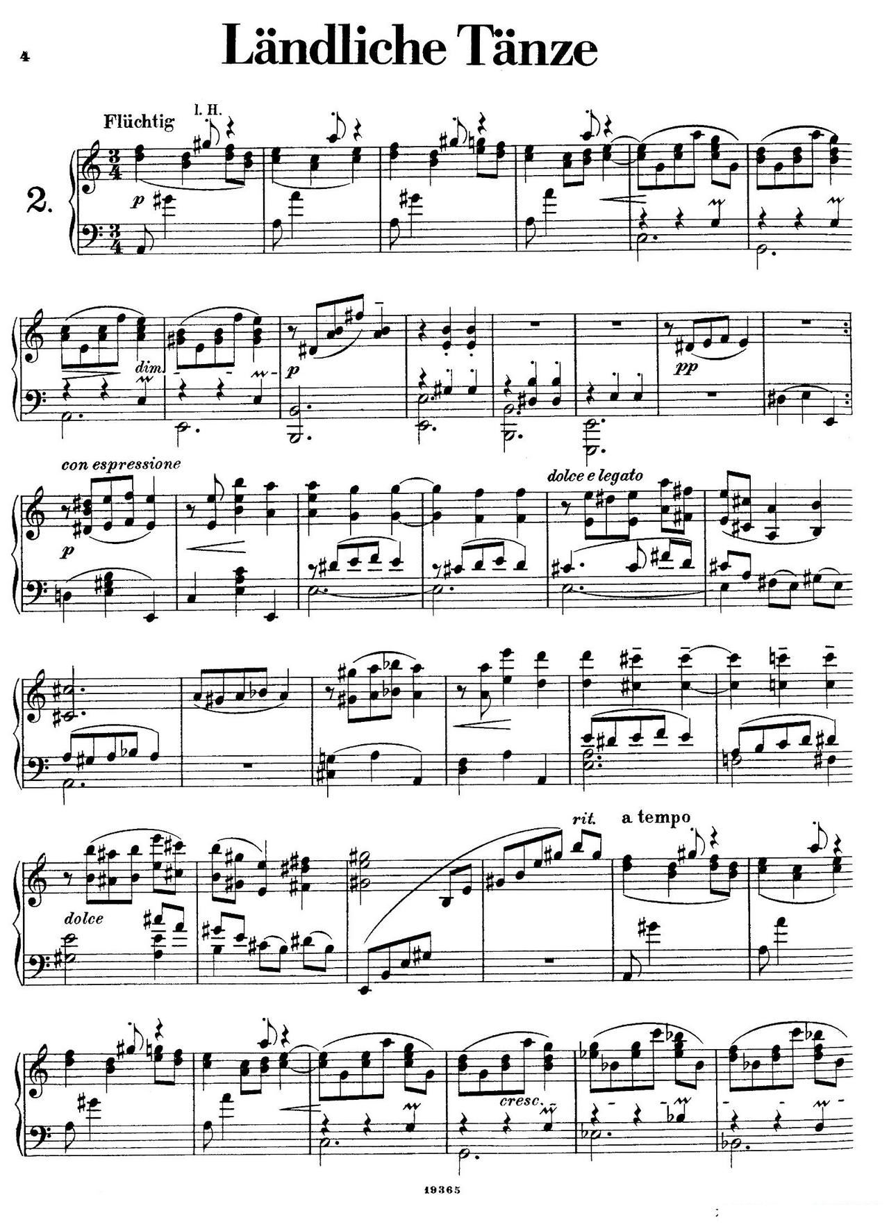 Landliche Tanzee Op 1 乡村舞曲 2 A小调 歌谱 简谱